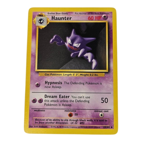 Pokemon | Toys | 999 Base Set Haunter Pokmon Card With Yellow Border ...